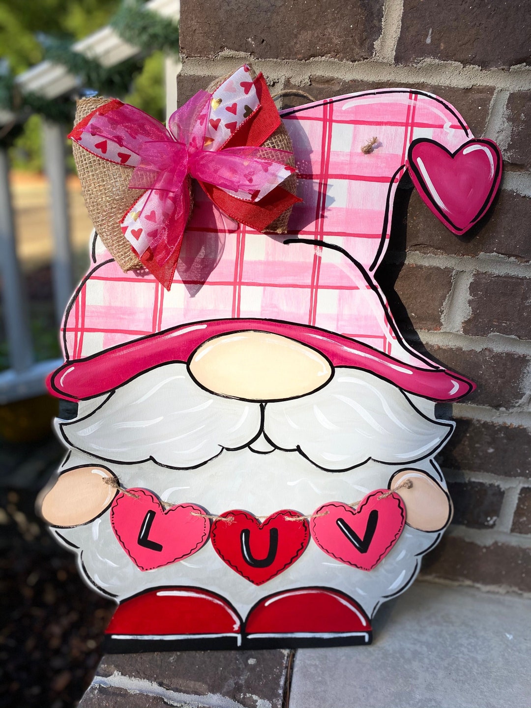 Valentine's Day Gnome Wood Door Hanger Sign - Etsy