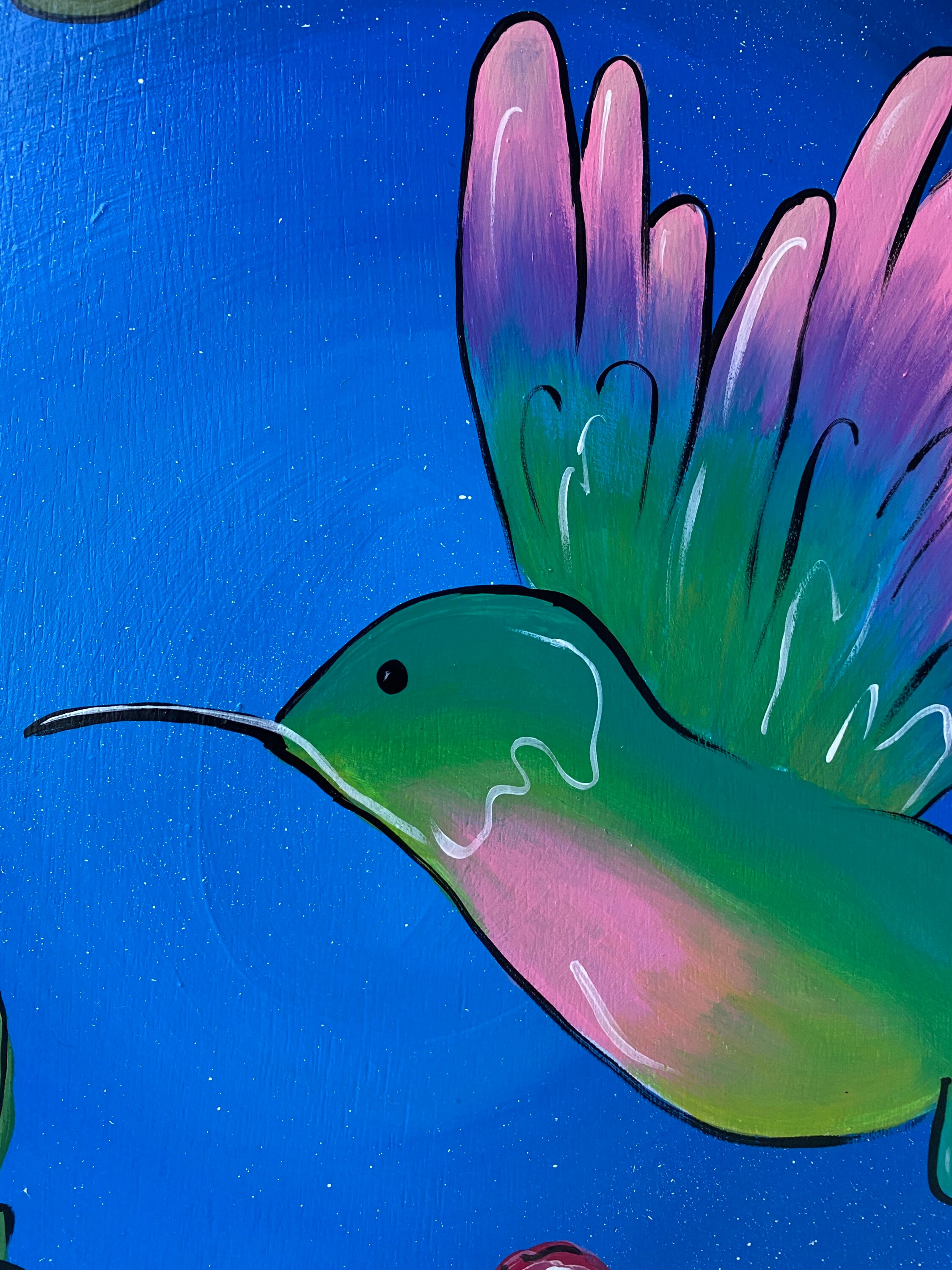 Wooden Hand Painted Hummingbird and Flowers Door Hanger - Etsy