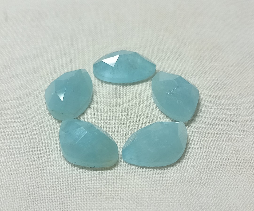 Aquamarine Rosecut Uneven Talpe, 5 Pieces Aquamarine Rosecut Flat Back ...