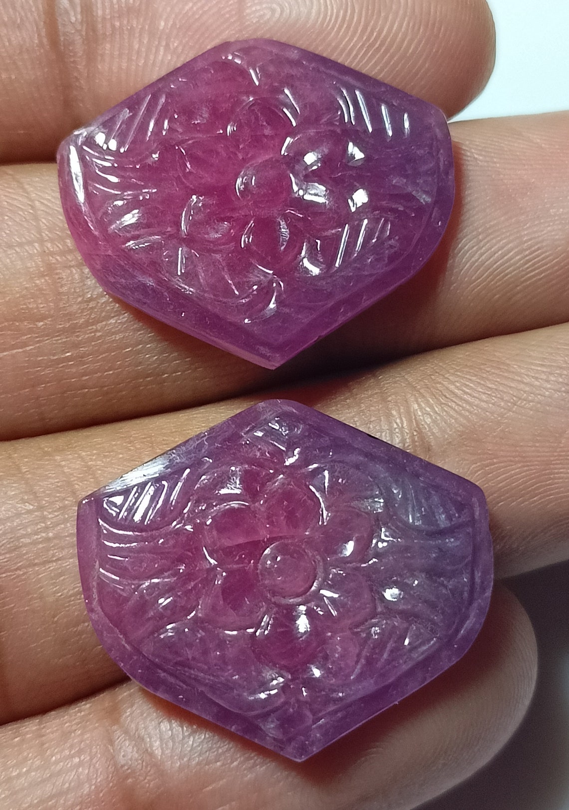Natural African Ruby Gemstone Carving 2 Pieces Pair Set - Etsy