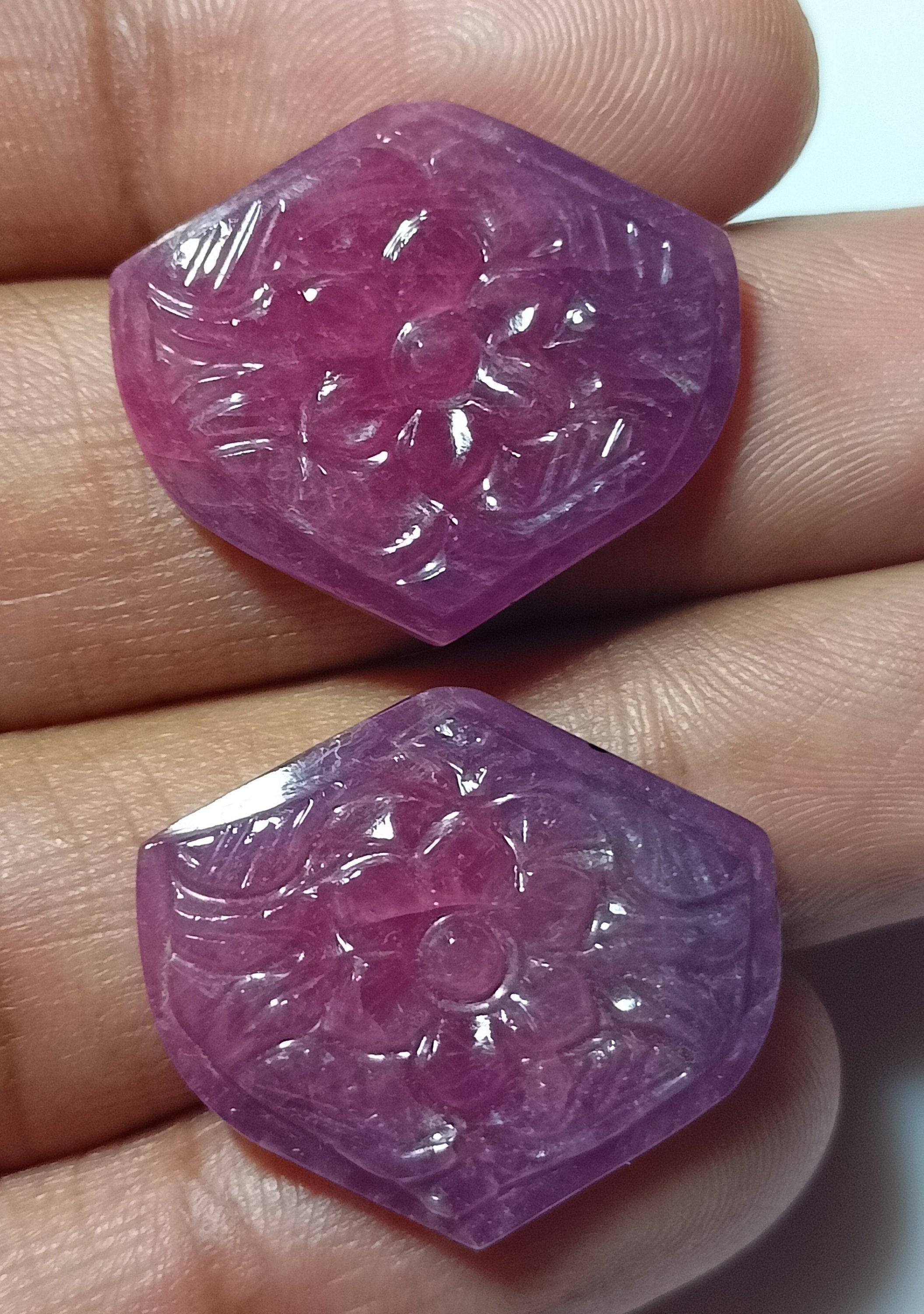 Natural African Ruby Gemstone Carving 2 Pieces Pair Set - Etsy