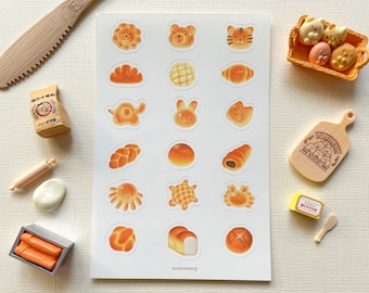 Bakery Stickers Mini Sticker Sheet Bread Cute Kawaii Illustration Deco ...