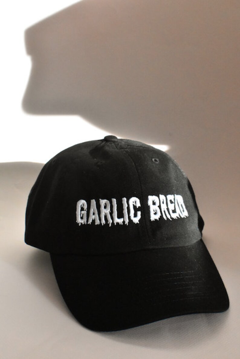 Garlic Bread Dad Hat /// Embroidered Cotton Adjustable Black | Etsy