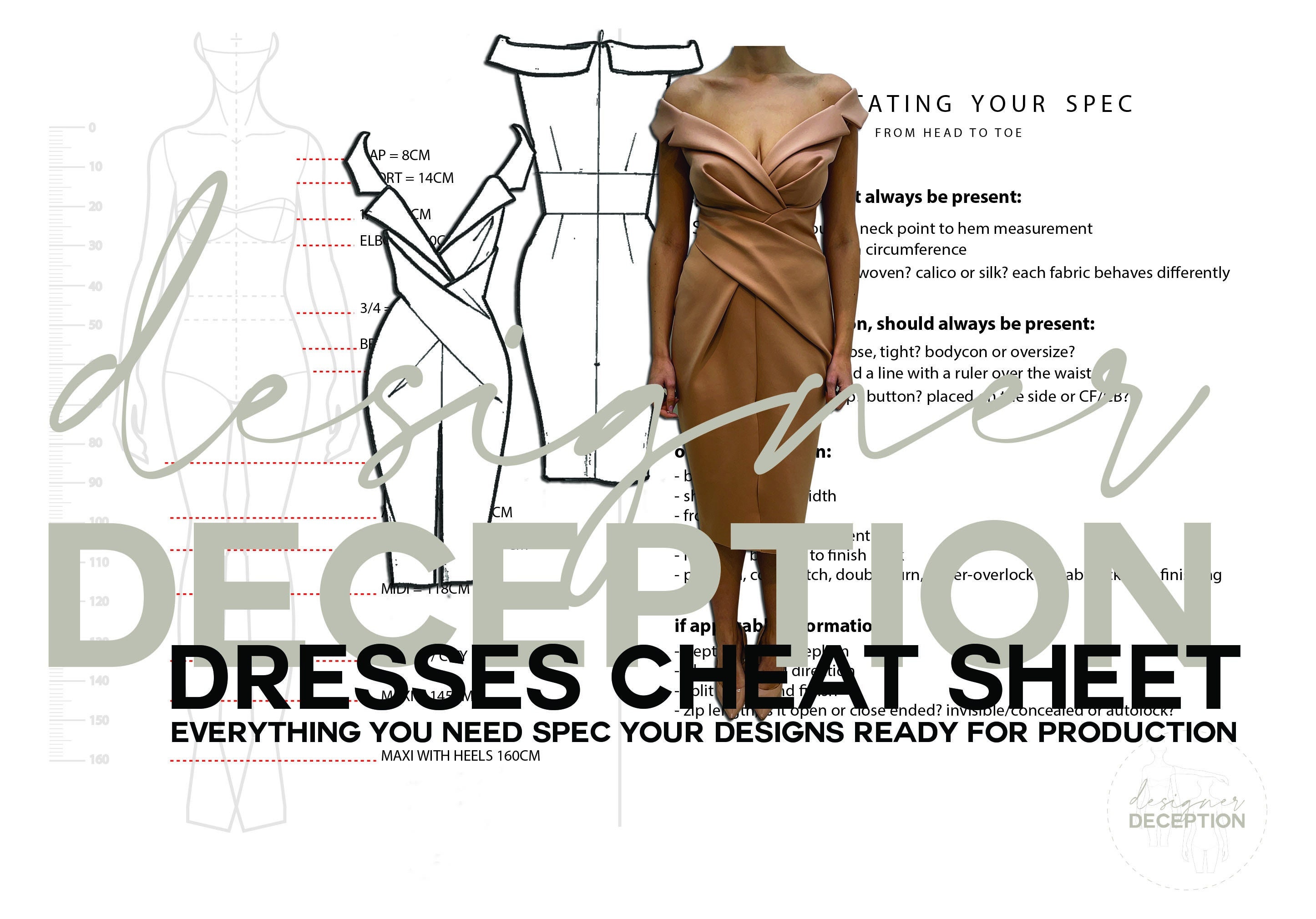 Female Fashion Figure Template - Dresses Cheat Sheet - Etsy