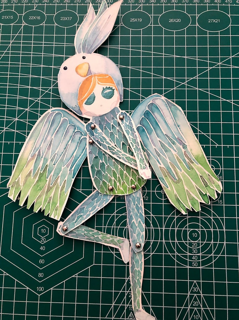 Watercolored Bird Girls Paper Doll Digital Download - Etsy