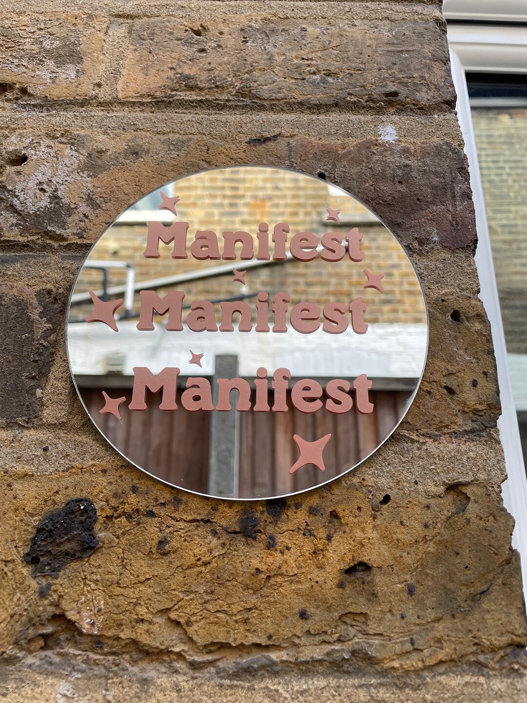 Manifest Text Round Mirror Different Colours wall Decor - Etsy