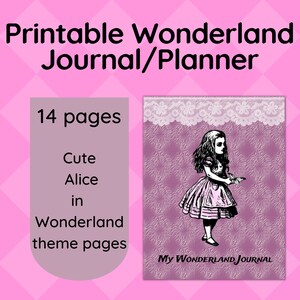 Printable Alice in Wonderland Theme Journal/planner, Instant Download ...