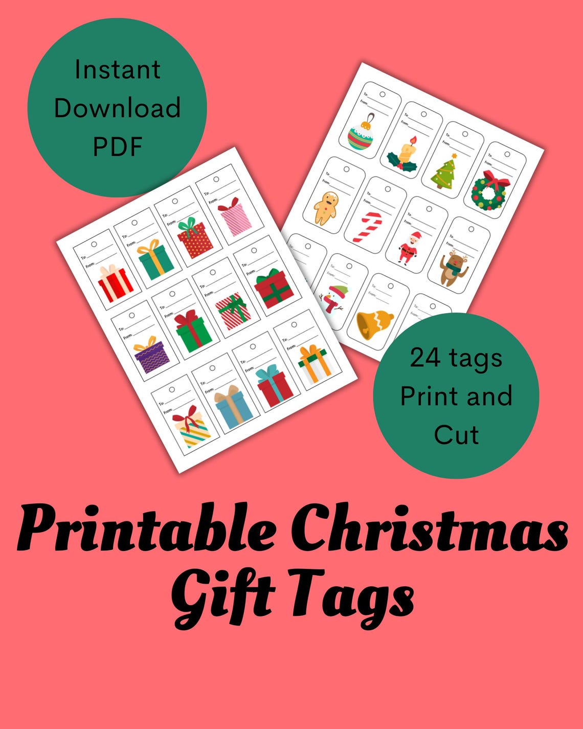 Printable Christmas Gift Tags, Instant Download PDF - Etsy