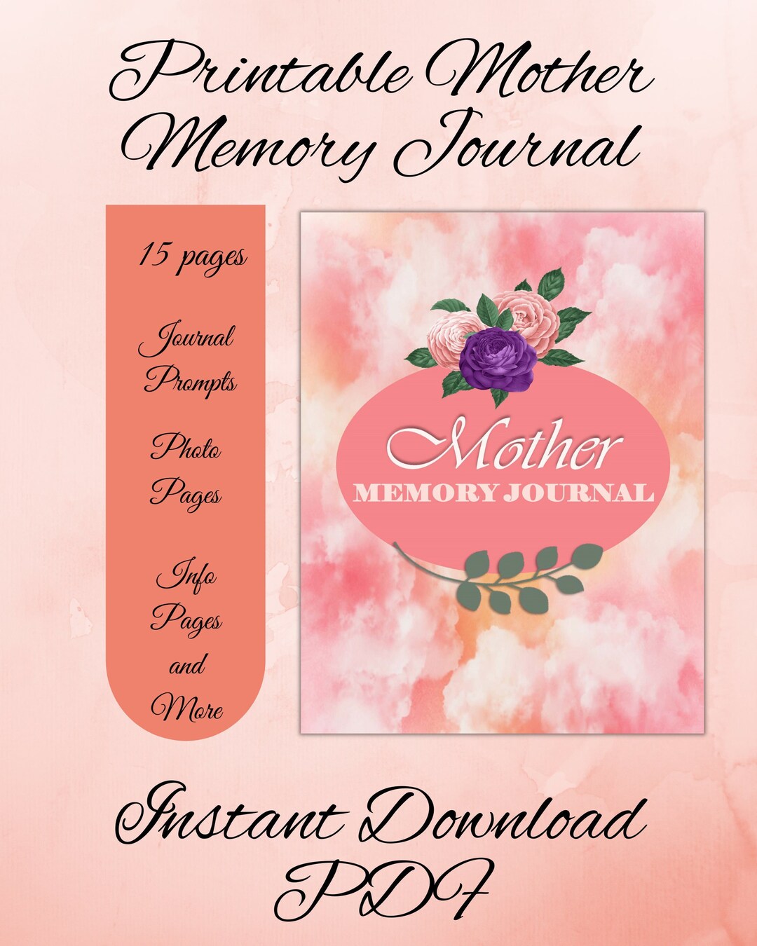Printable Mother Memory Journal, Instant Download PDF - Etsy