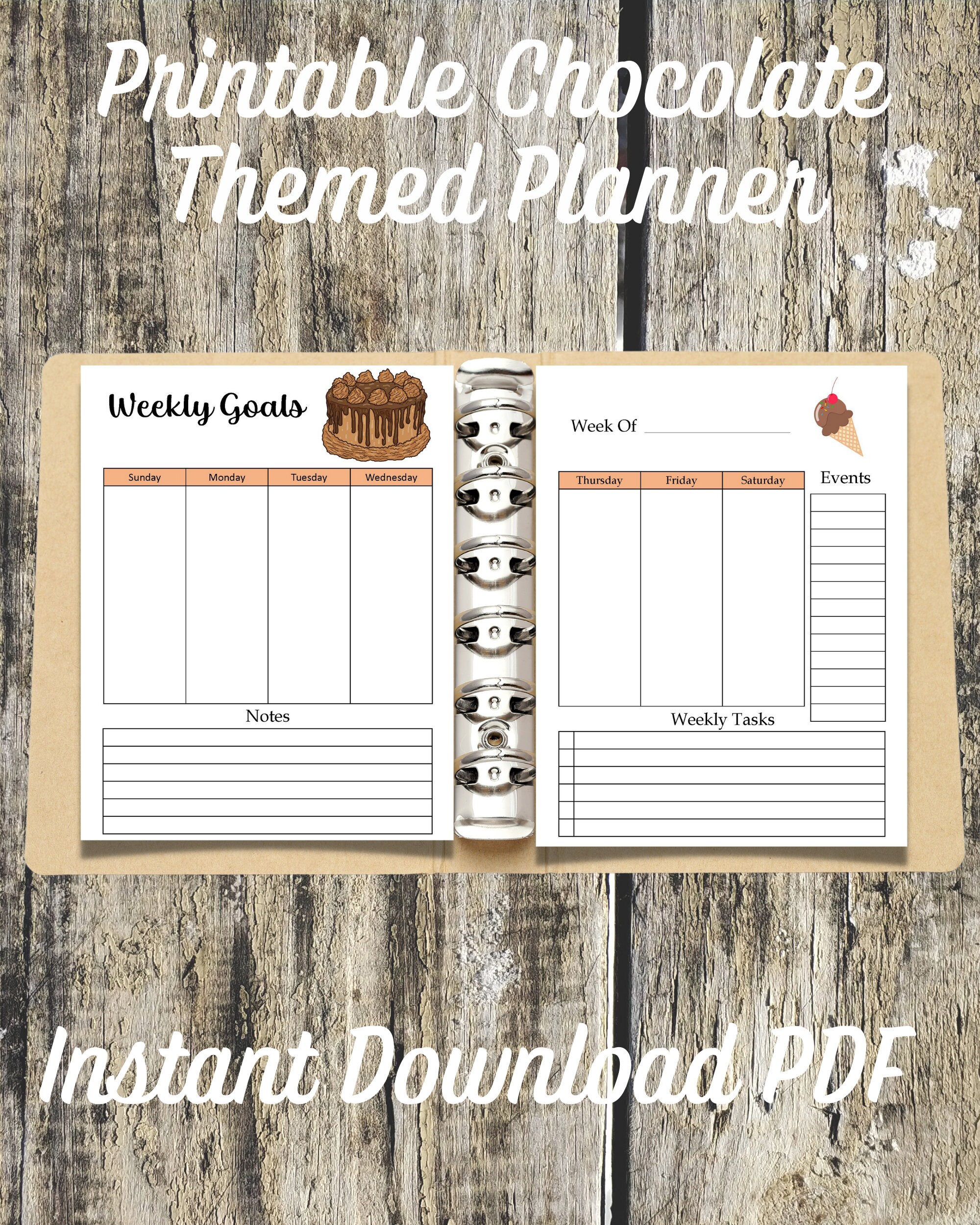 Printable Chocolate Theme Planner Undated Daily, Weekly, Monthly ...