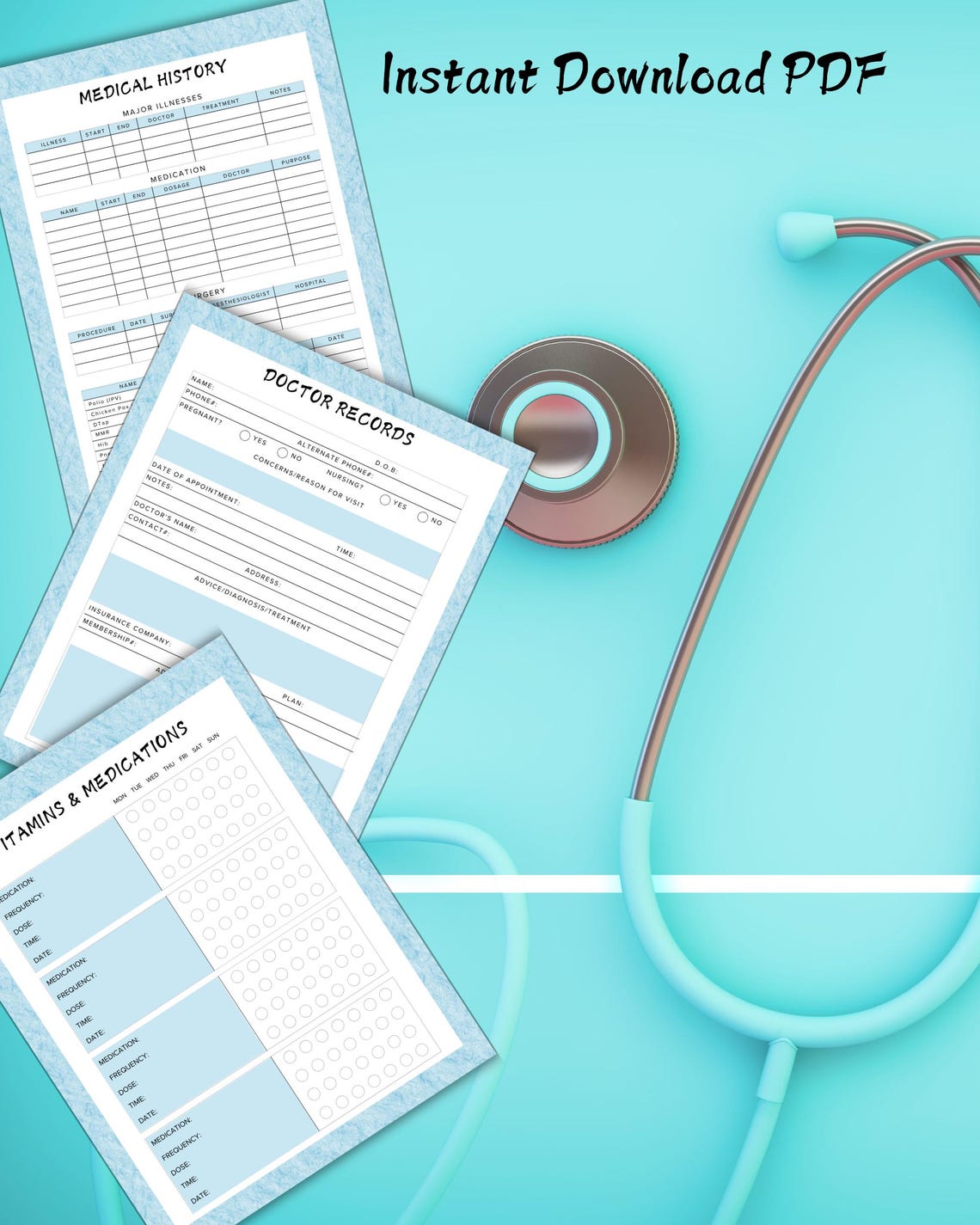 Printable Medical Planner, Medication Tracker, Doctors Visits ...