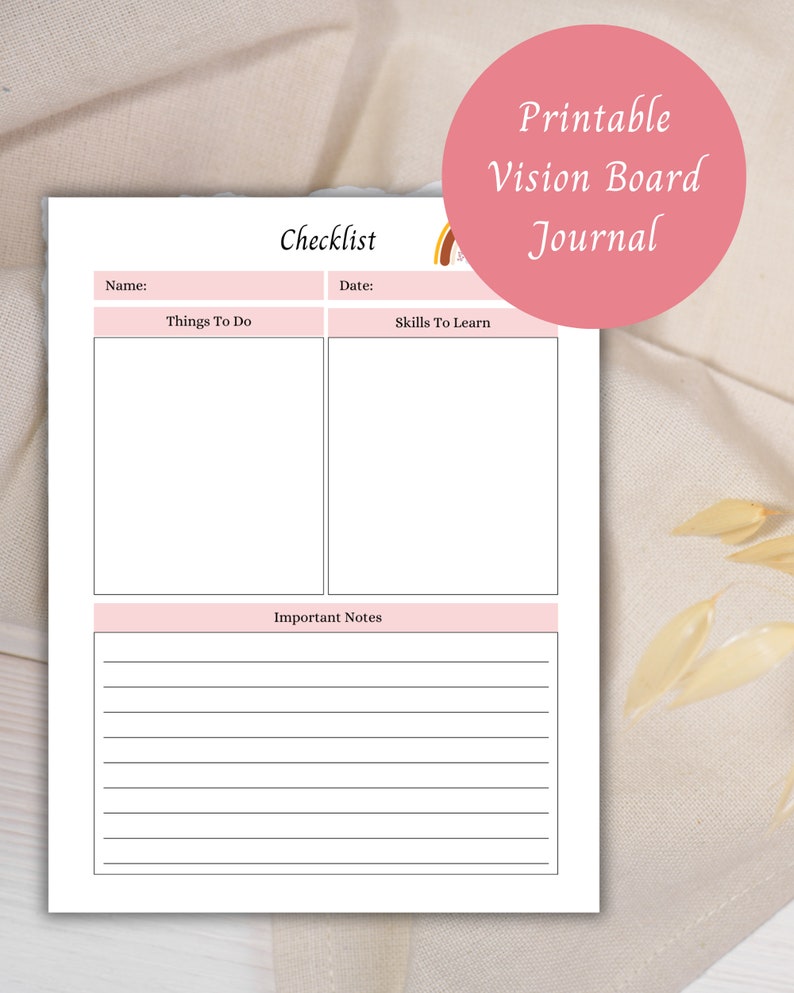 Printable Vision Board Journal, Instant Download PDF - Etsy