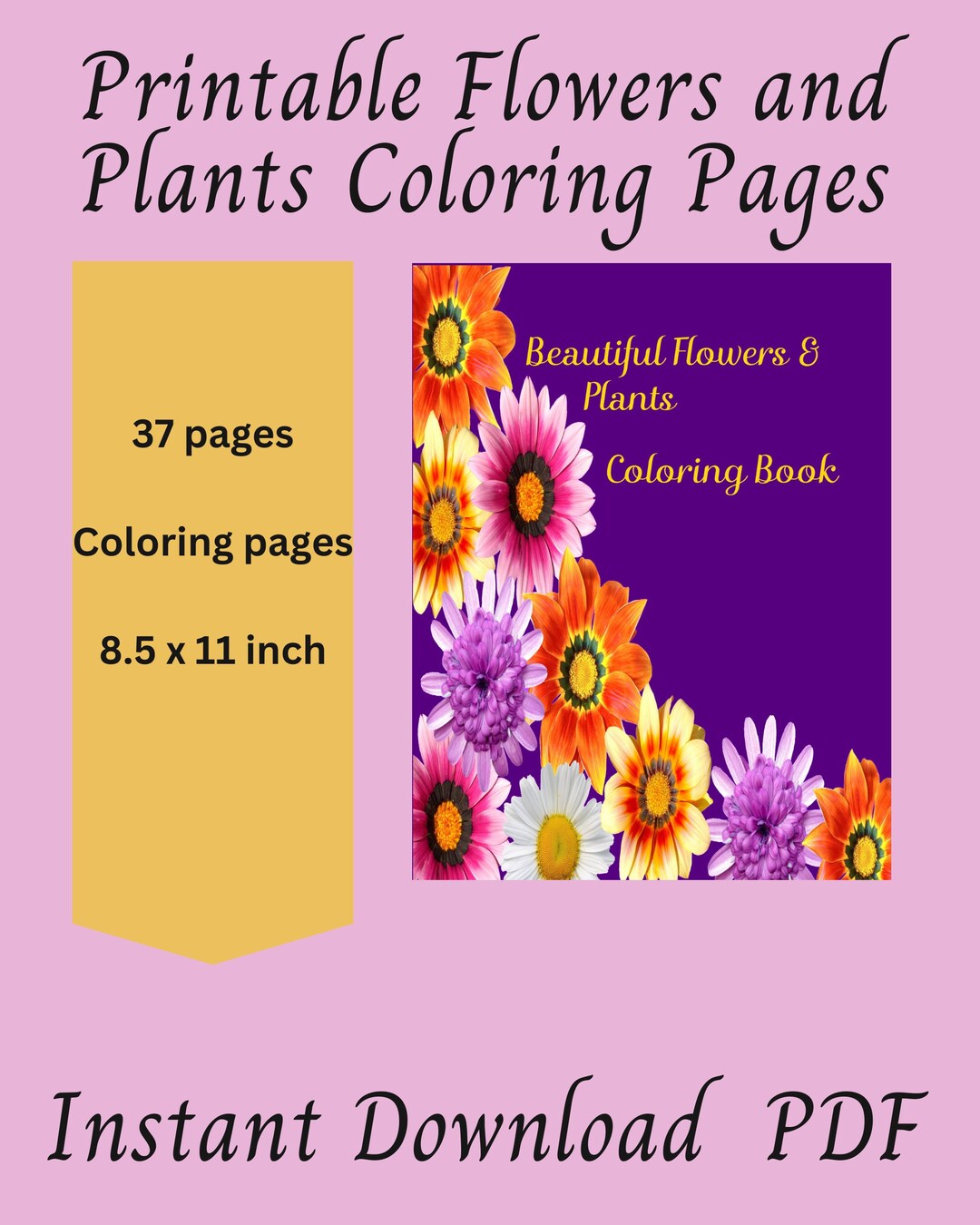 Printable Flowers and Plants Coloring Pages, Coloring for Adults, 37 ...