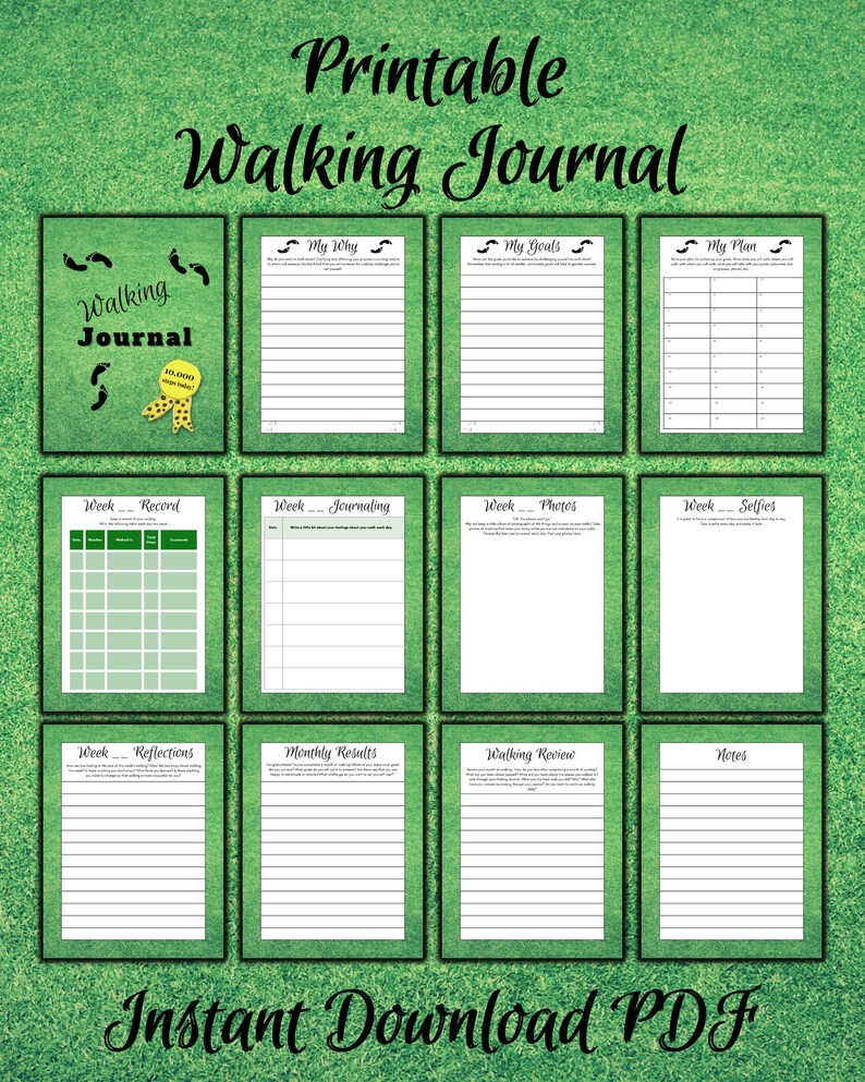 Printable Walking Journal, Fitness Goals, Instant Download PDF - Etsy