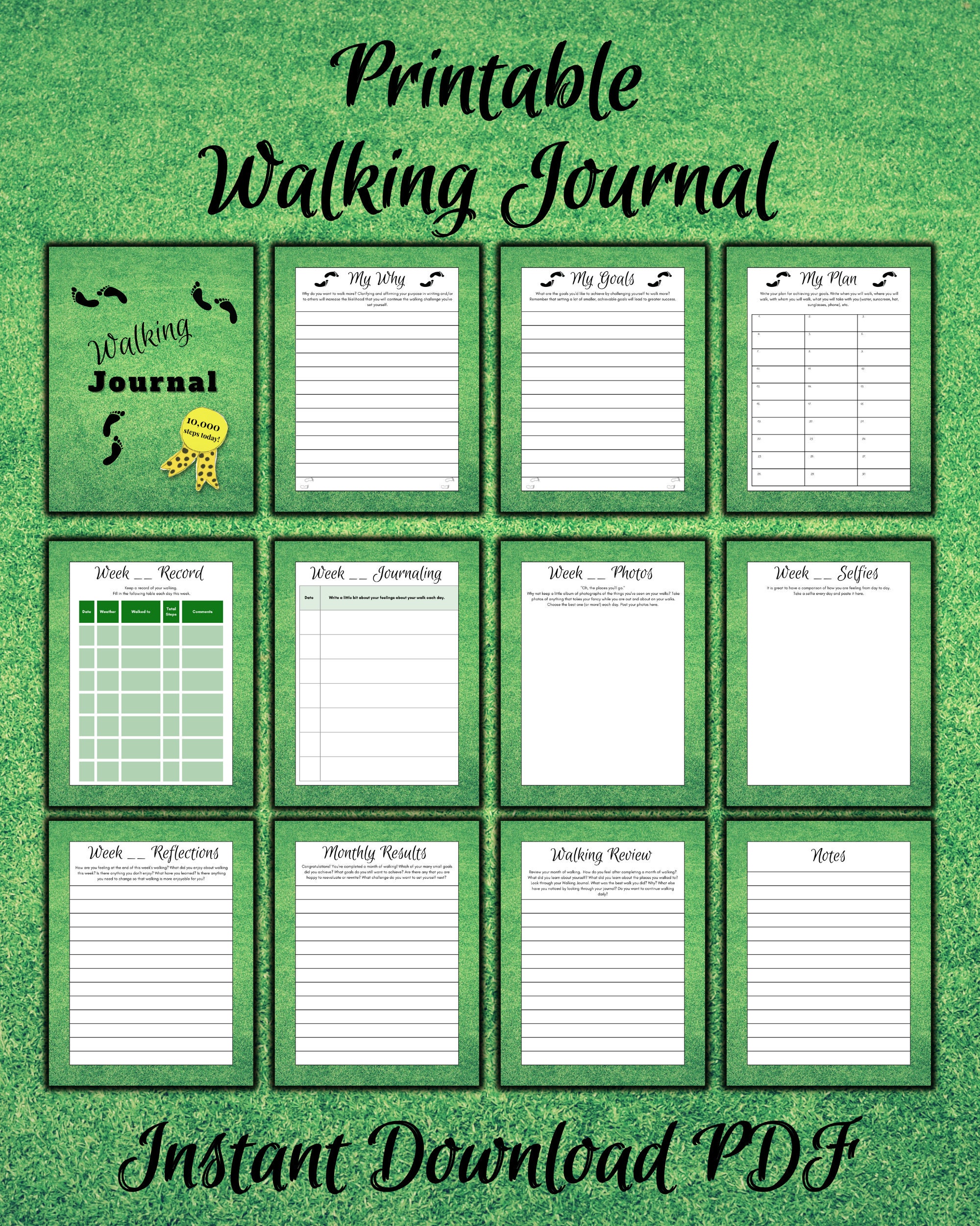 Printable Walking Journal, Fitness Goals, Instant Download PDF - Etsy