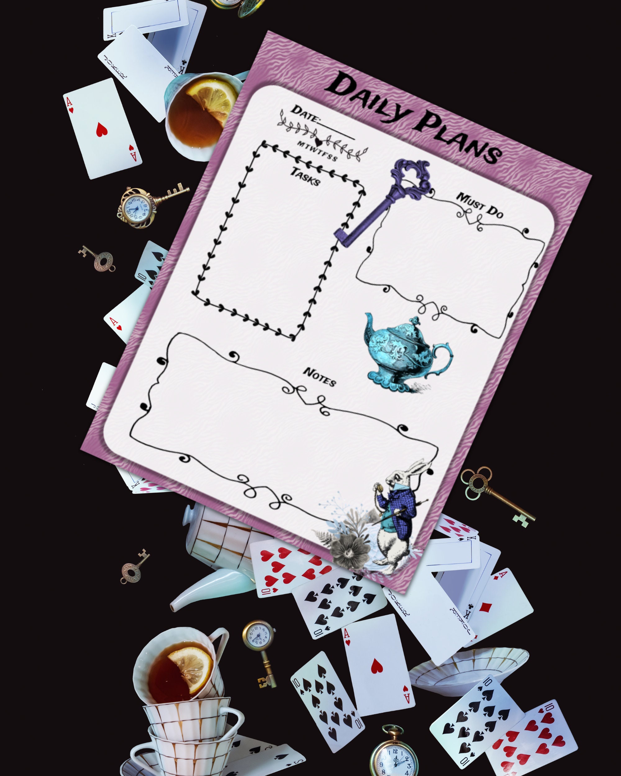 Printable Alice in Wonderland Theme Journal/planner, Instant Download ...