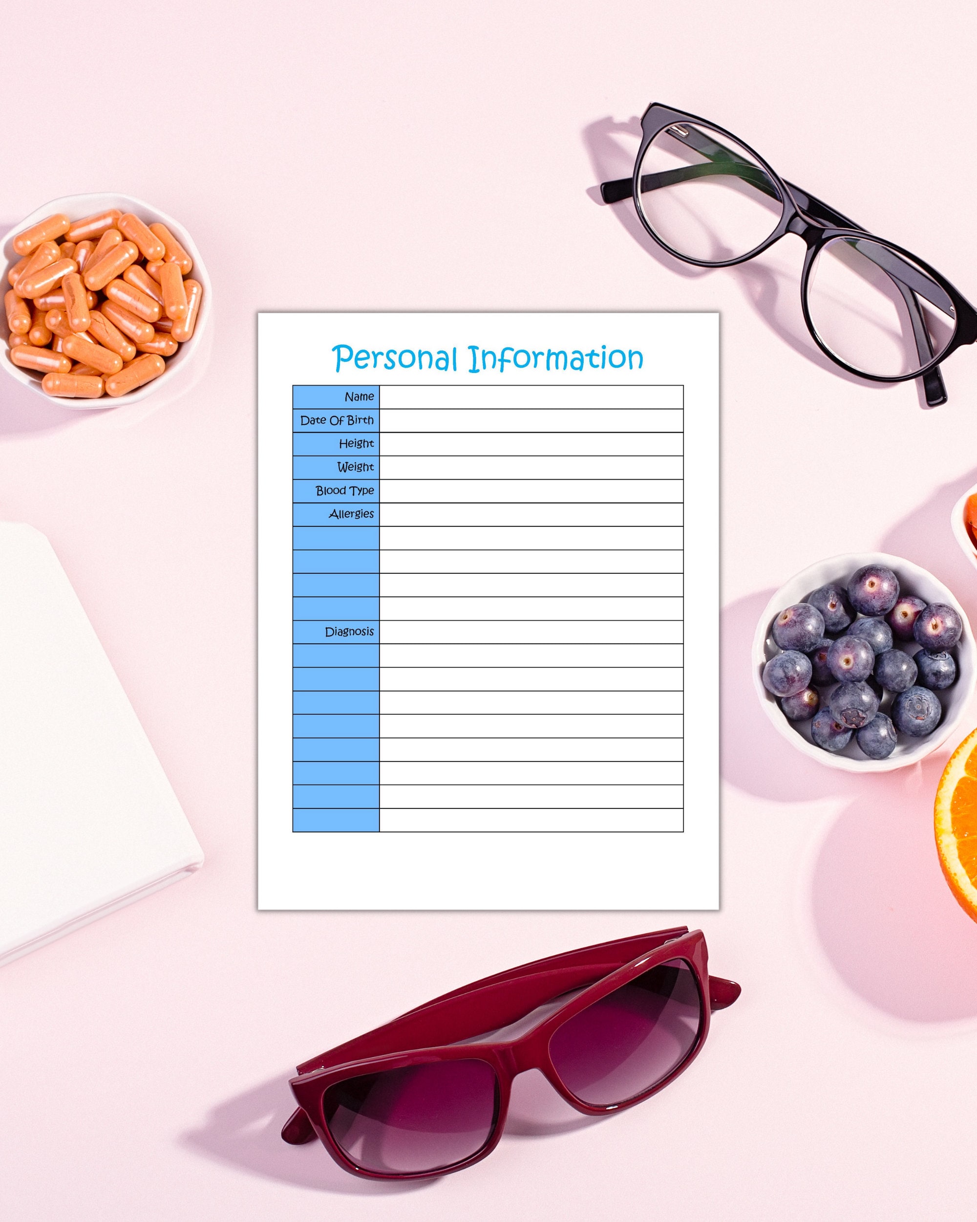 My Health Journal, Printable Health Information Planner, Medical ...