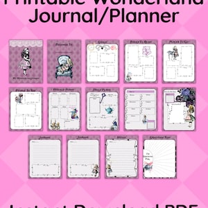Printable Alice in Wonderland Theme Journal/planner, Instant Download ...