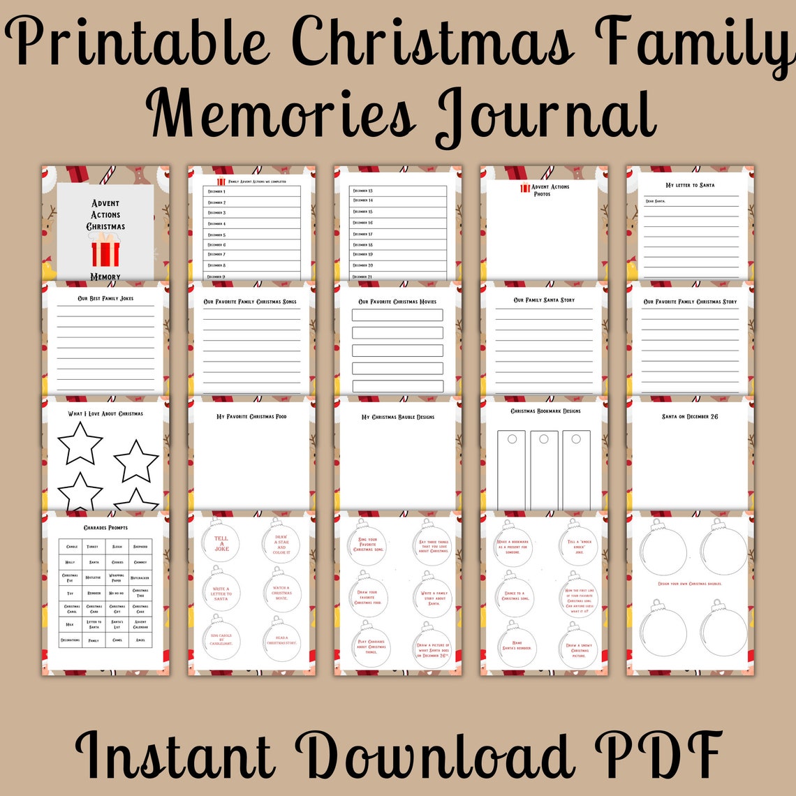 Printable Christmas Memory Journal, Advent Journal, Family Memories ...