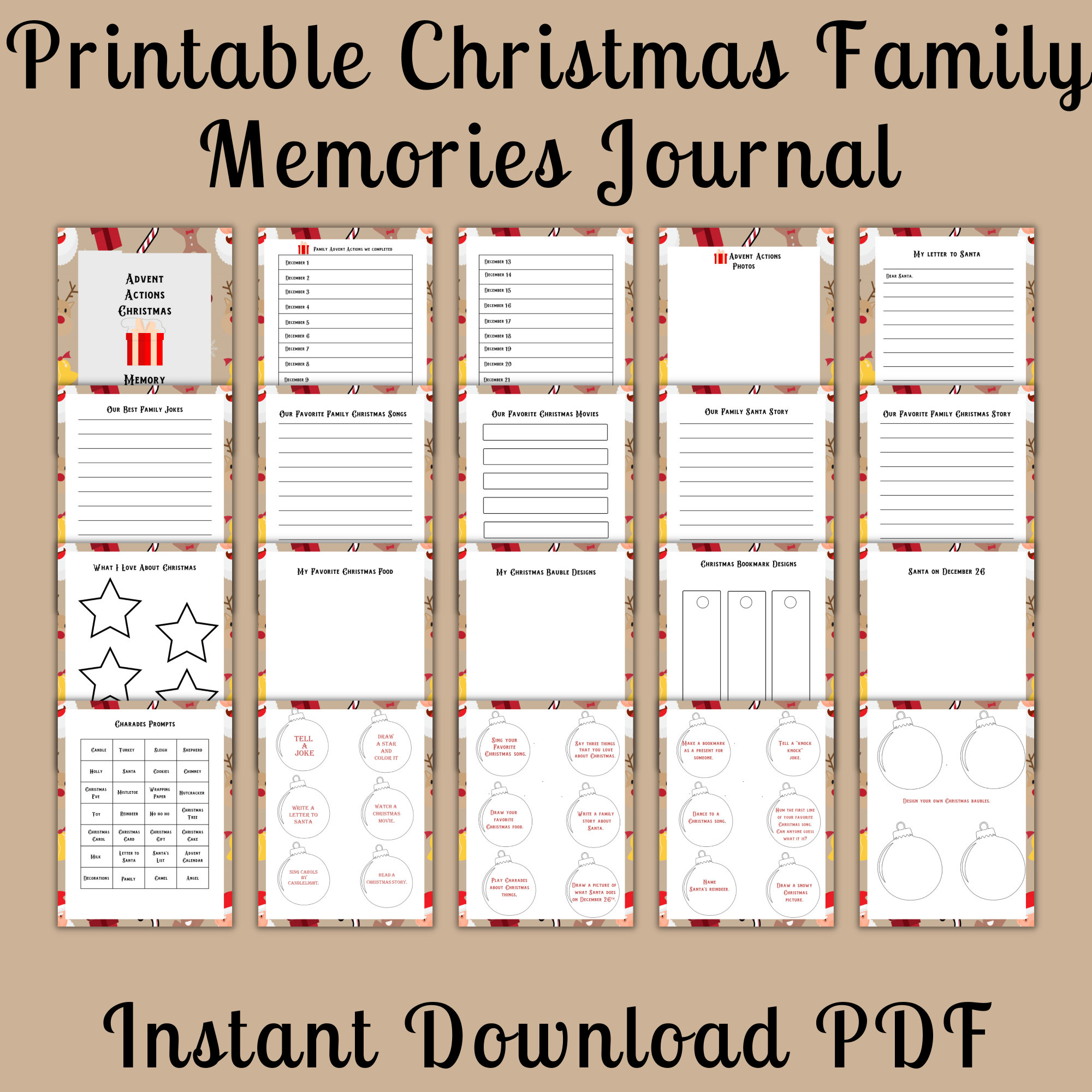Printable Christmas Memory Journal, Advent Journal, Family Memories ...