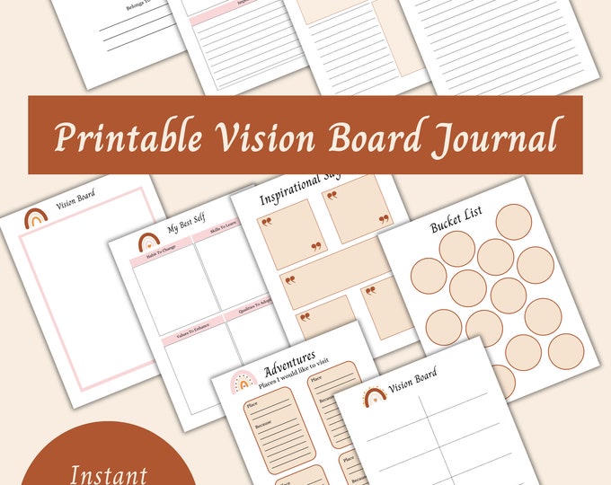 Vision Board Template printable for Bullet Journal or Planner Print on ...