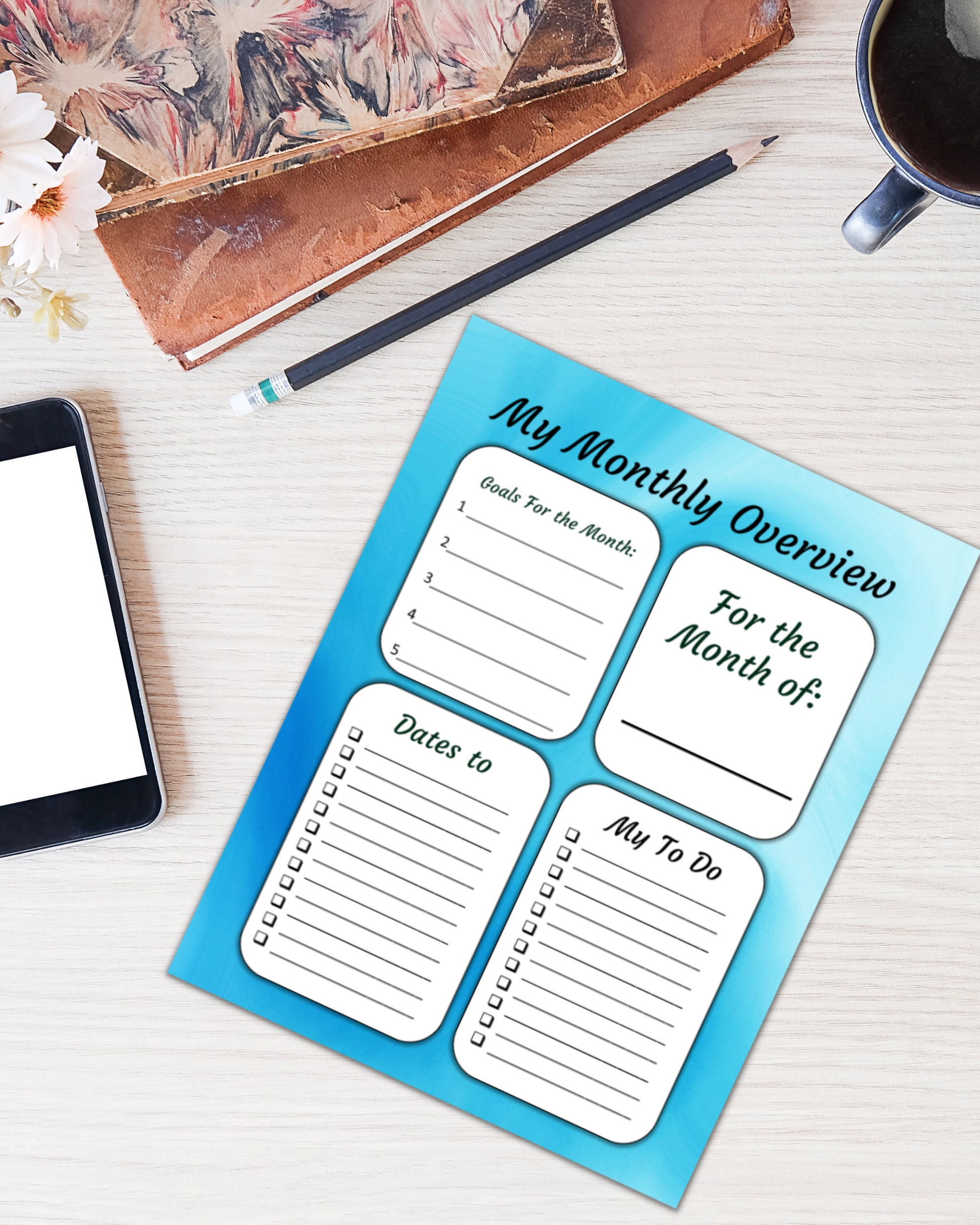 Printable Teenager Journal, Trackers, Gratitude, Monthly Overview ...