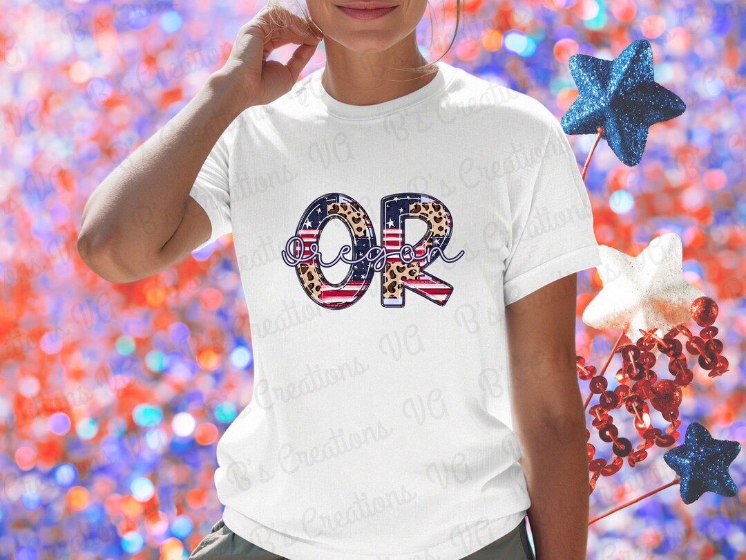 Oregon State Abbreviation - Red, White & Blue Patchwork, PNG, Digital ...