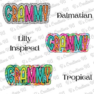 Bright Letters Grammy PNG, Grammy Png, Dalmatian, Tropical, Lilly ...