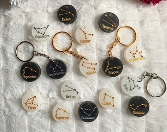 Zodiac Sign Keychain | Etsy