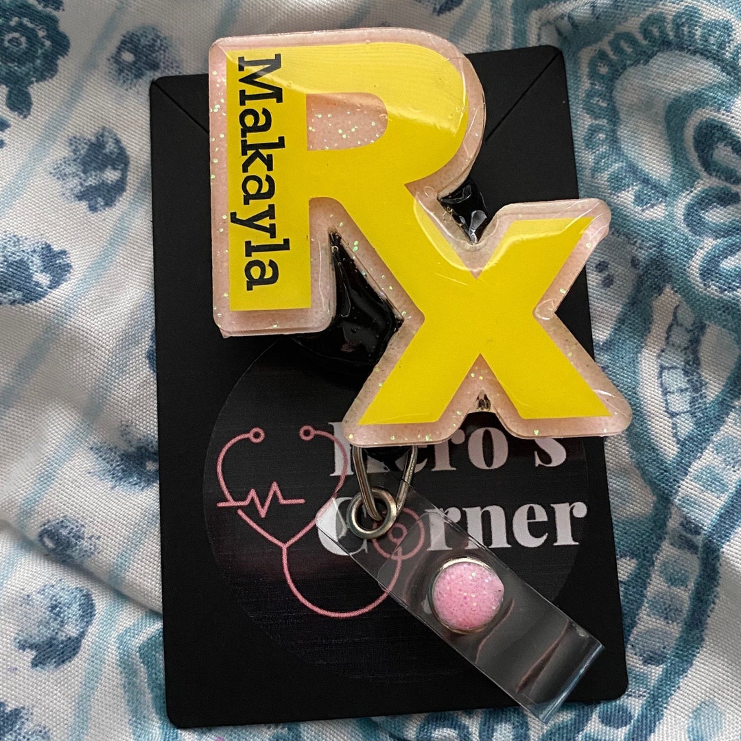 Pharmacy Pharmacy Tech Badge Reel/ RX Badge / Custom Glitter Badge Reel ...