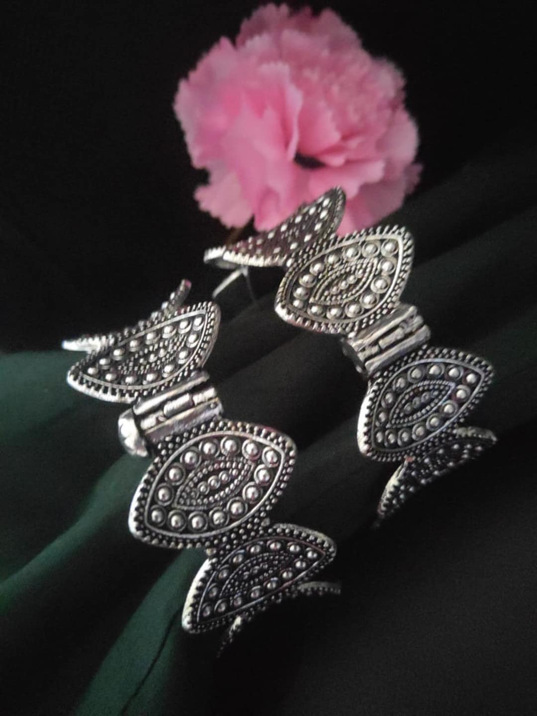 Designer Black Silver Bangles Kangan Adjustable Bracelets Indian ...