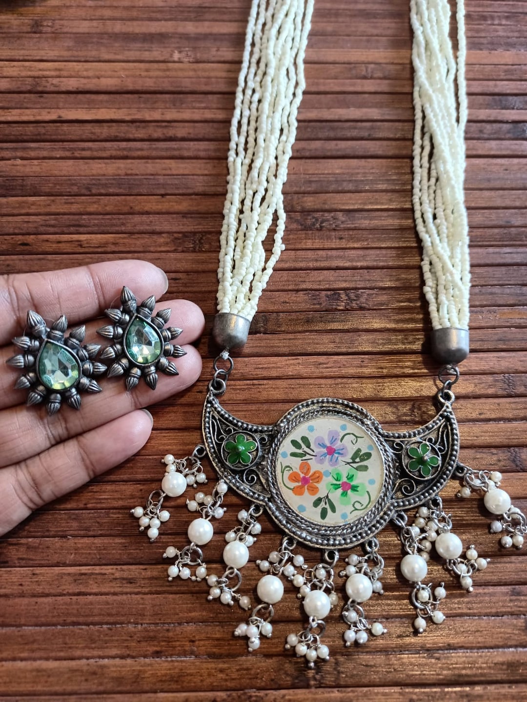 Designer Bridal Long Rani Haar Long Necklace Set Stud Earrings ...