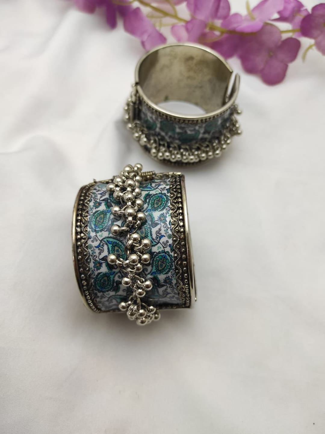 Designer Silver Bangles ( Kangan) Adjustable Bracelets Indian Bangles ...