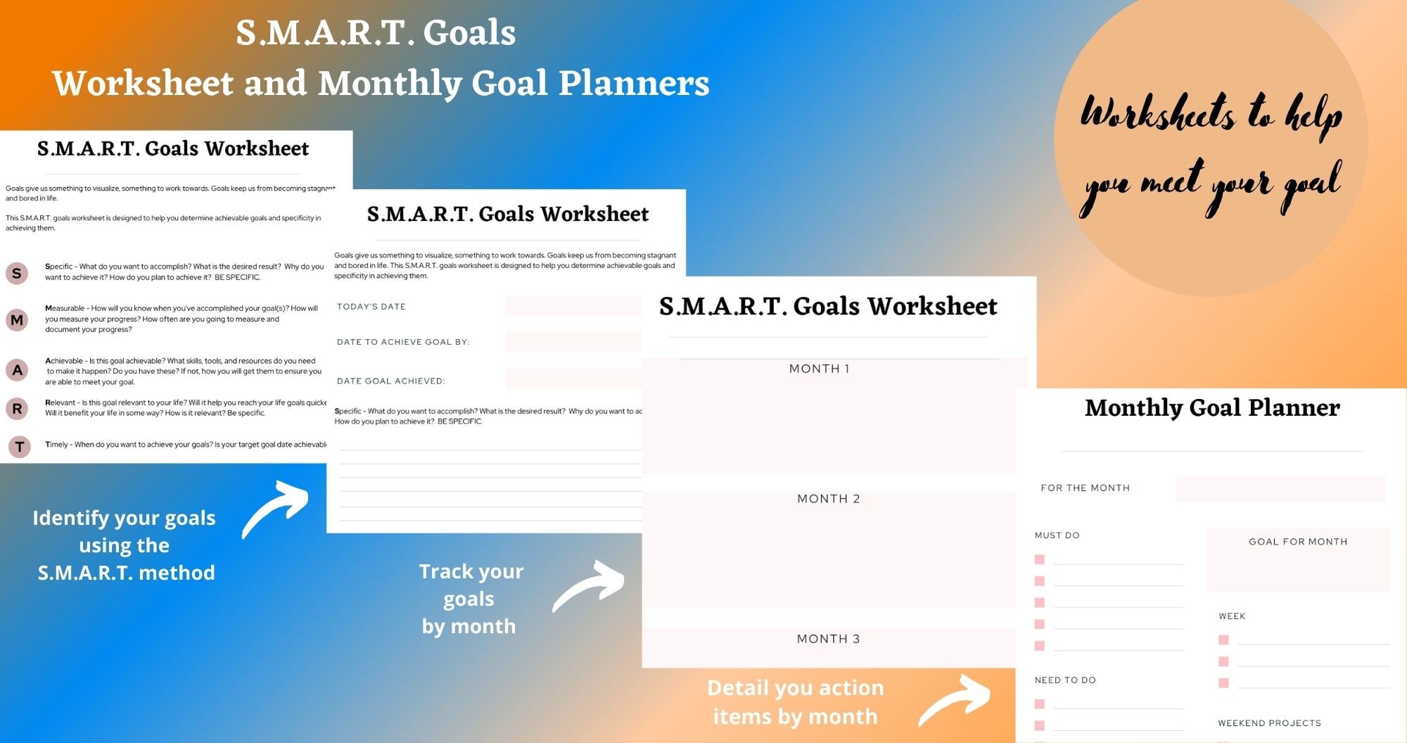 PDF Fillable and Printable S.M.A.R.T Goals Worksheets | Goal Tracker ...