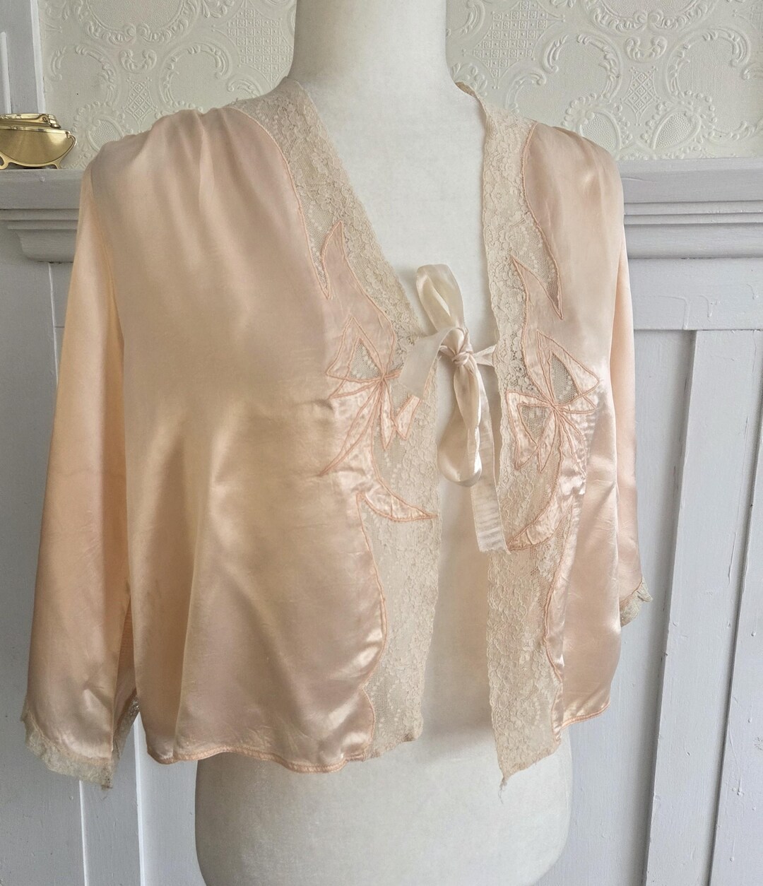 Vintage 1930s Silk Satin Bed Jacket: Pink Lace Trim, Size S/M - Etsy