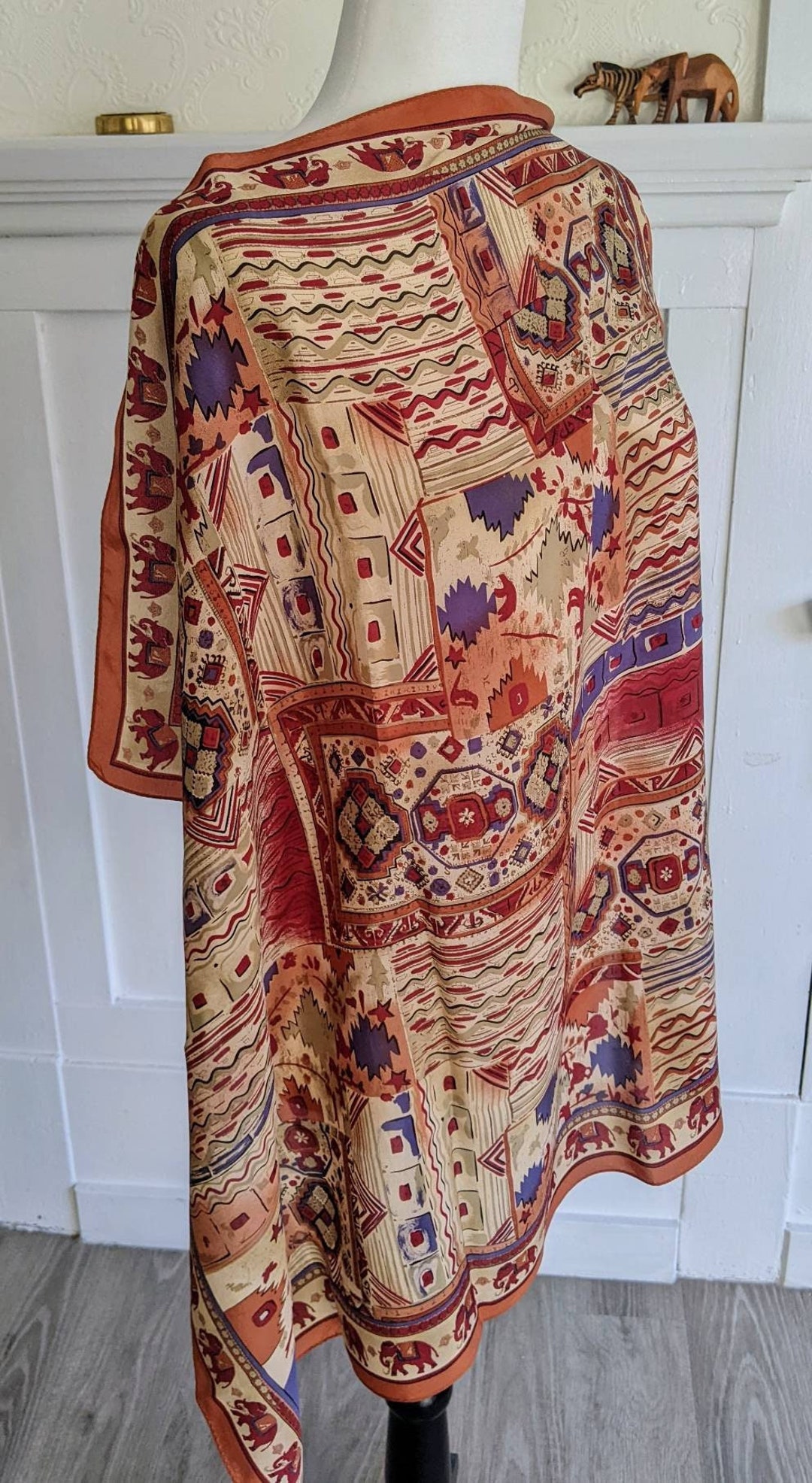 Deadstock Vintage Art of Silk Elephant Scarf - Etsy