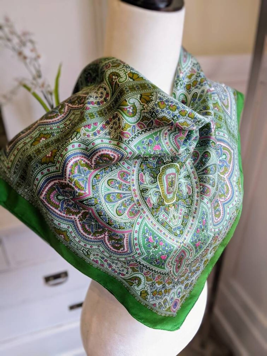 Classic Paisley Vintage Silk Scarf by Echo - Etsy