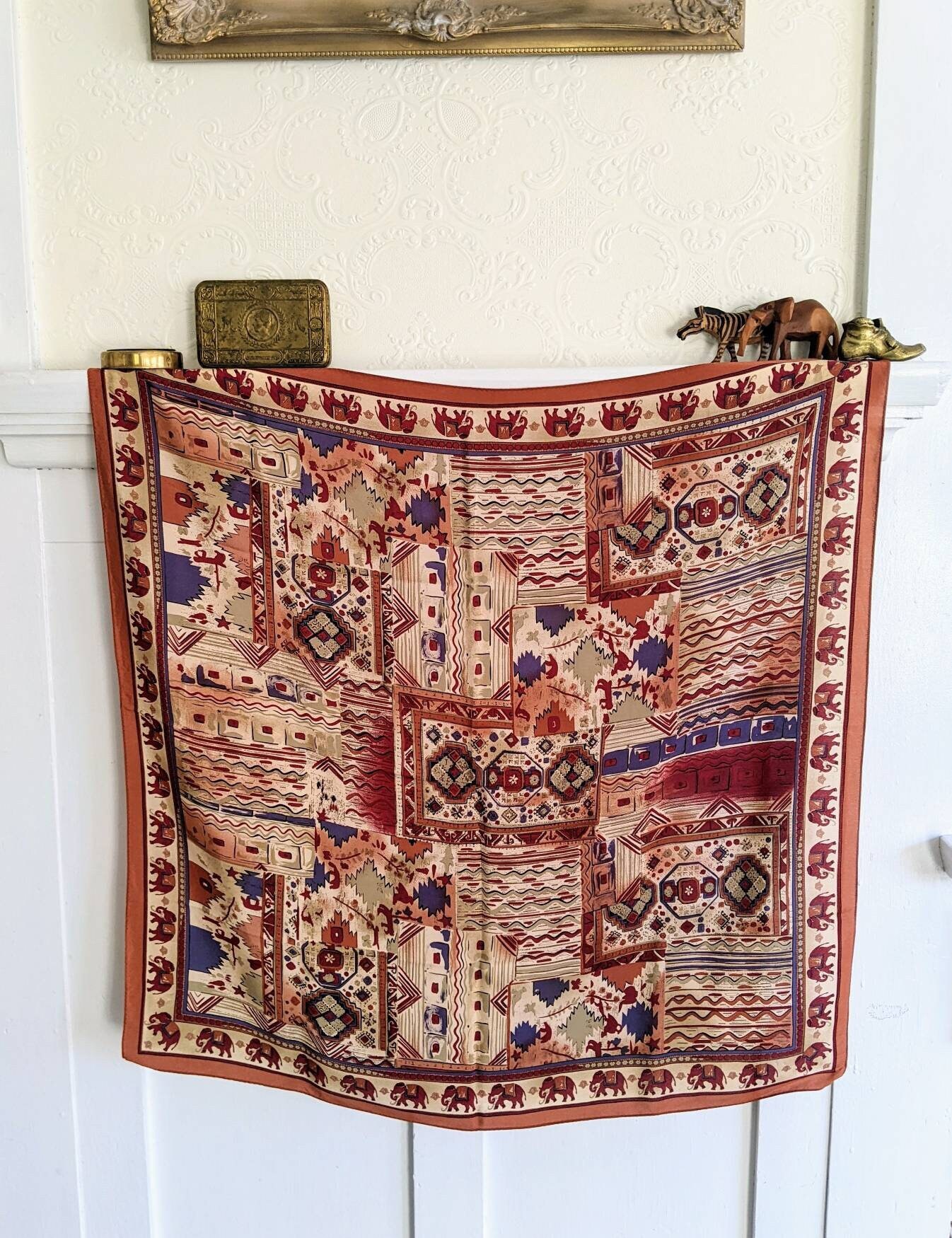 Deadstock Vintage Art of Silk Elephant Scarf - Etsy