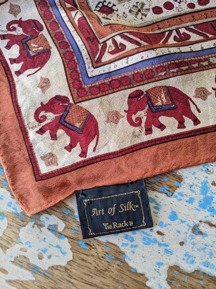 Deadstock Vintage Art of Silk Elephant Scarf - Etsy