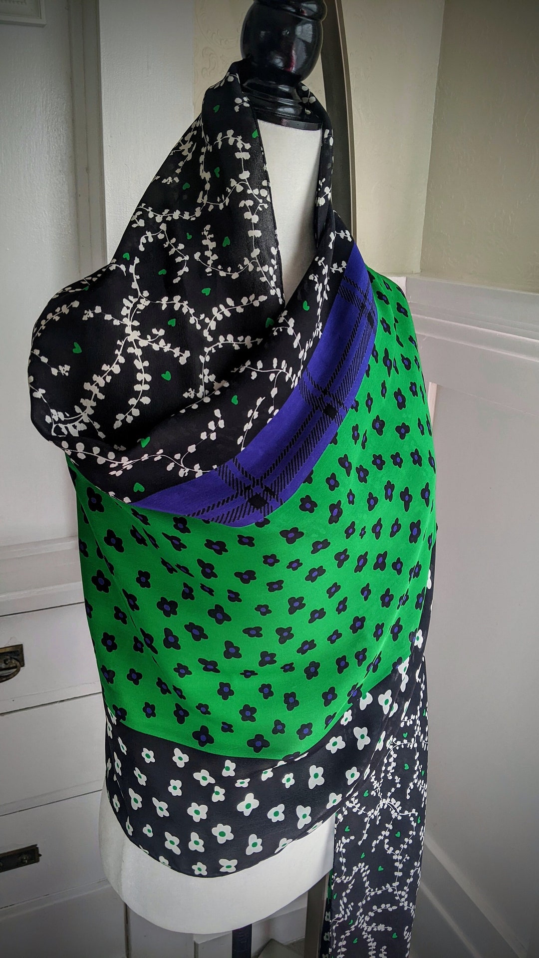 Vintage XL Designer Silk Scarf, Marc Cain Silk Scarf - Etsy