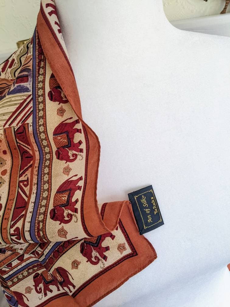 Deadstock Vintage Art of Silk Elephant Scarf - Etsy