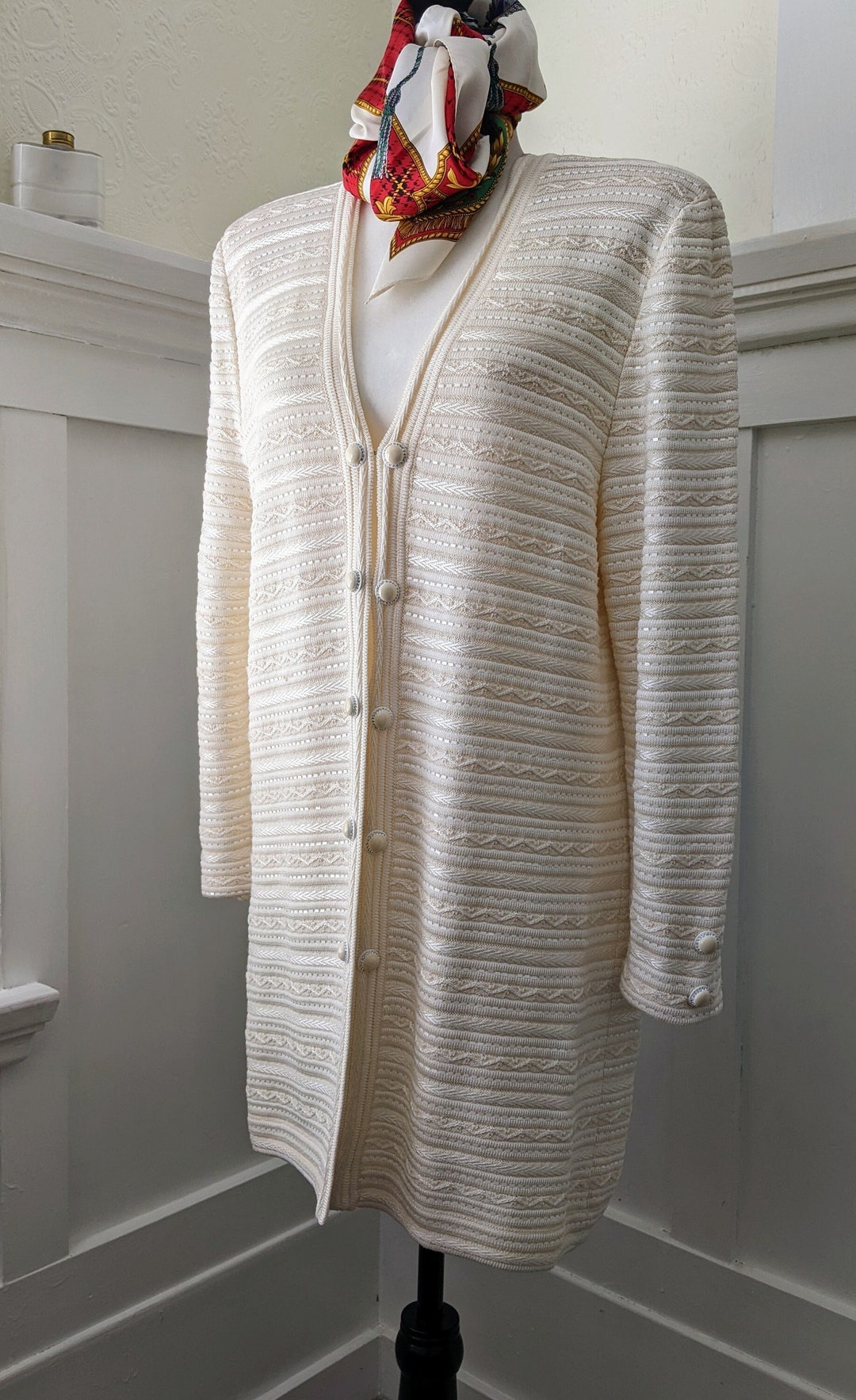 Vintage St John Evening by Marie Gray Beaded White/ Ivory Jacket ...