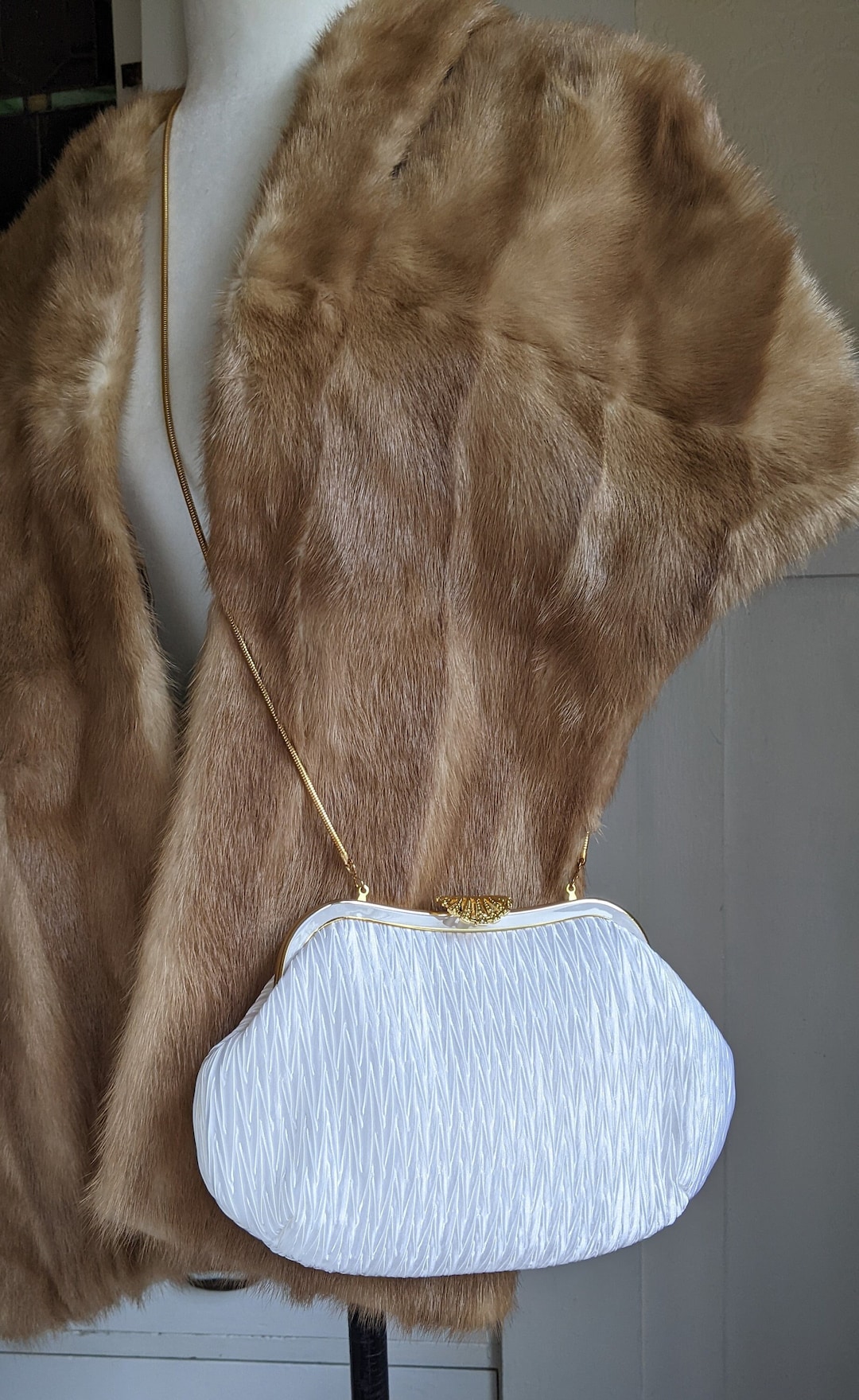 Vintage White Satin and Gold Wedding Purse Wedding White - Etsy