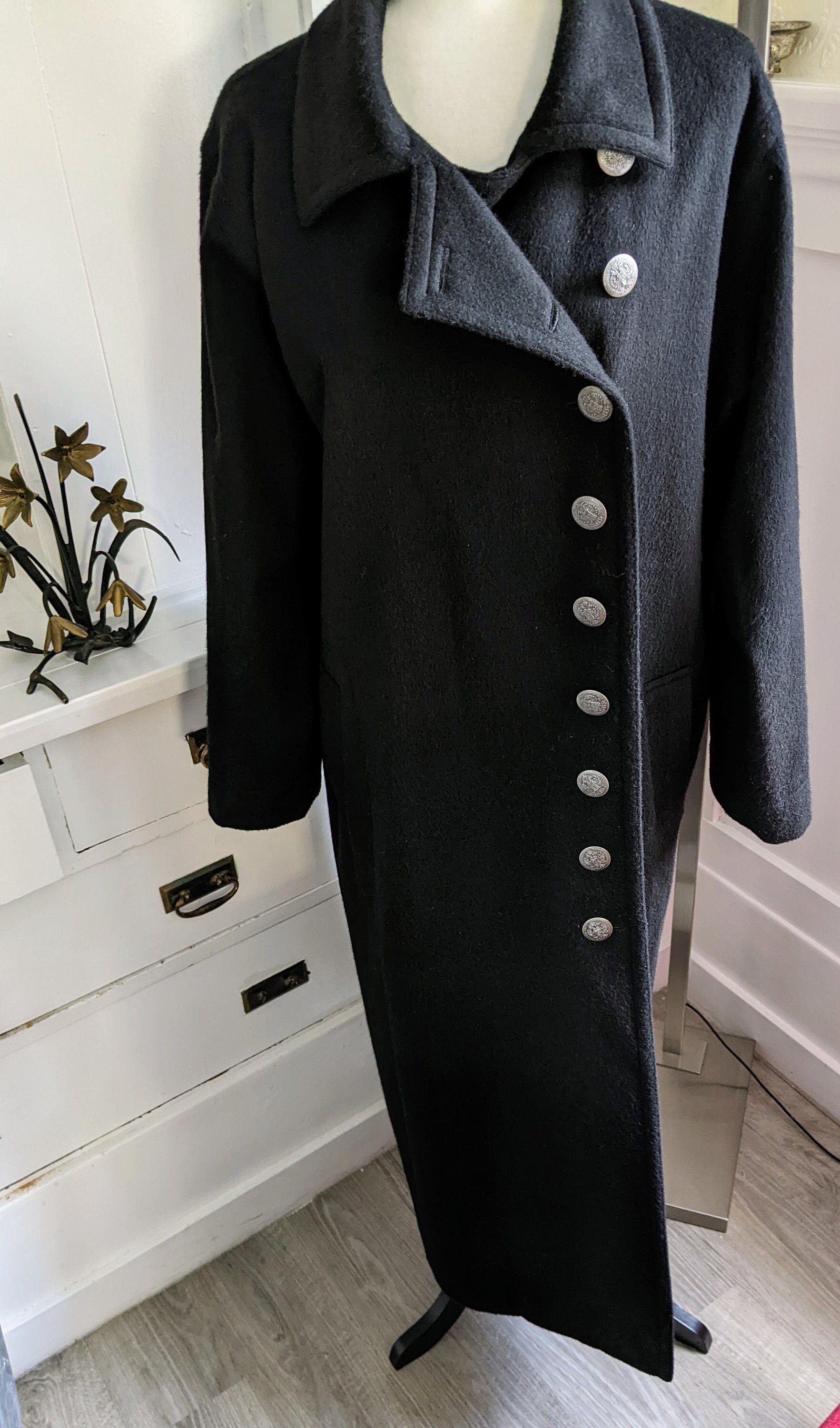 Vintage Lore Maria Weiner Wool Coat: 80s Designer Military Style (size ...