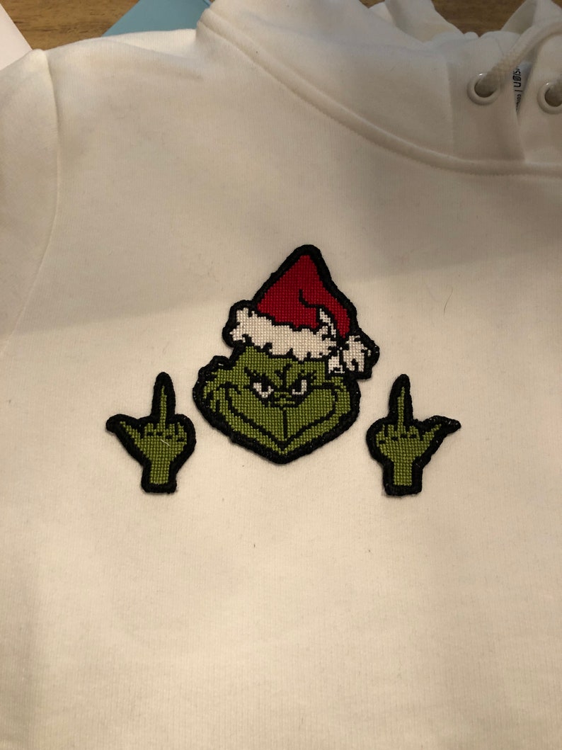 Grinch Middle Finger Cross Stitch PDF Pattern, Grinch Giving the Finger ...