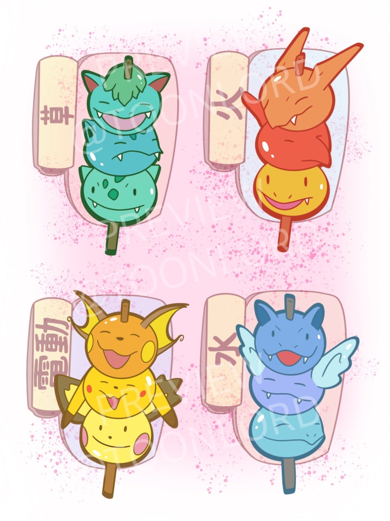 Kawaii Poke Dango Chibi Food Wall Art 90s Anime Poster - Etsy