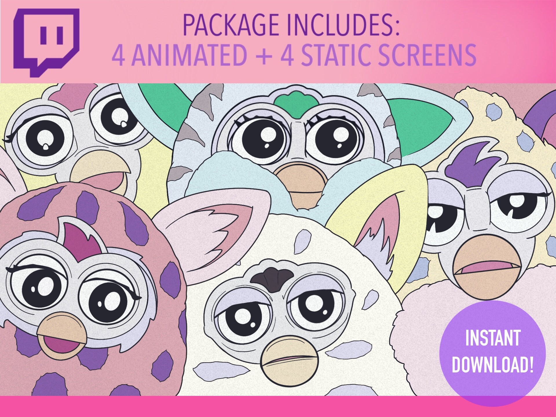 Animated Twitch Screens 90s Anime Screen Furby Art Cozy - Etsy Australia