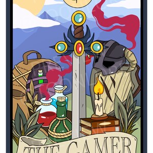 The Gamer Wall Art, Tarot Card Art Print, Gaming Poster, Dragon Battle ...