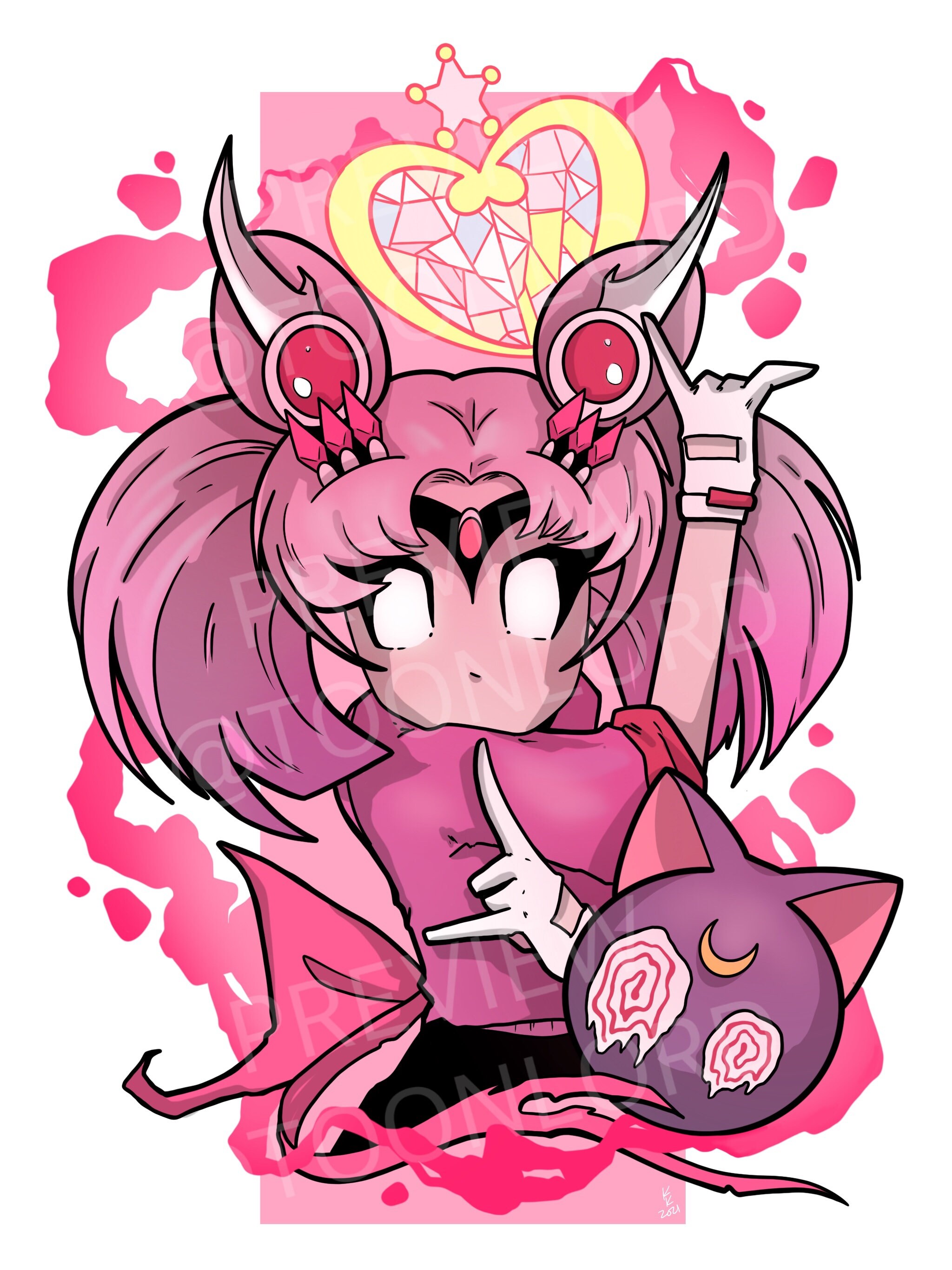 Sailor Chibi Moon Wall Art, Chibiusa Poster, Sailor Moon Print, Gothic ...