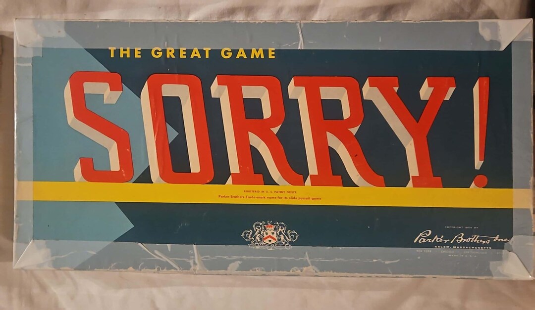 Vintage 1954 SORRY Board Game Parker Brothers Complete! Vintage! - Etsy
